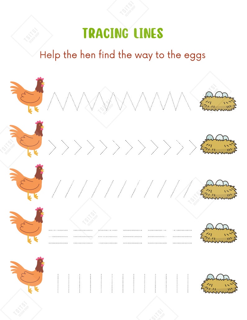 Line Tracing Worksheets, Preschool Handwriting Practice (PDF) - Etsy