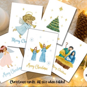 Digital Christmas Folded Cards Set, Folded Cards, Printable Christmas ...
