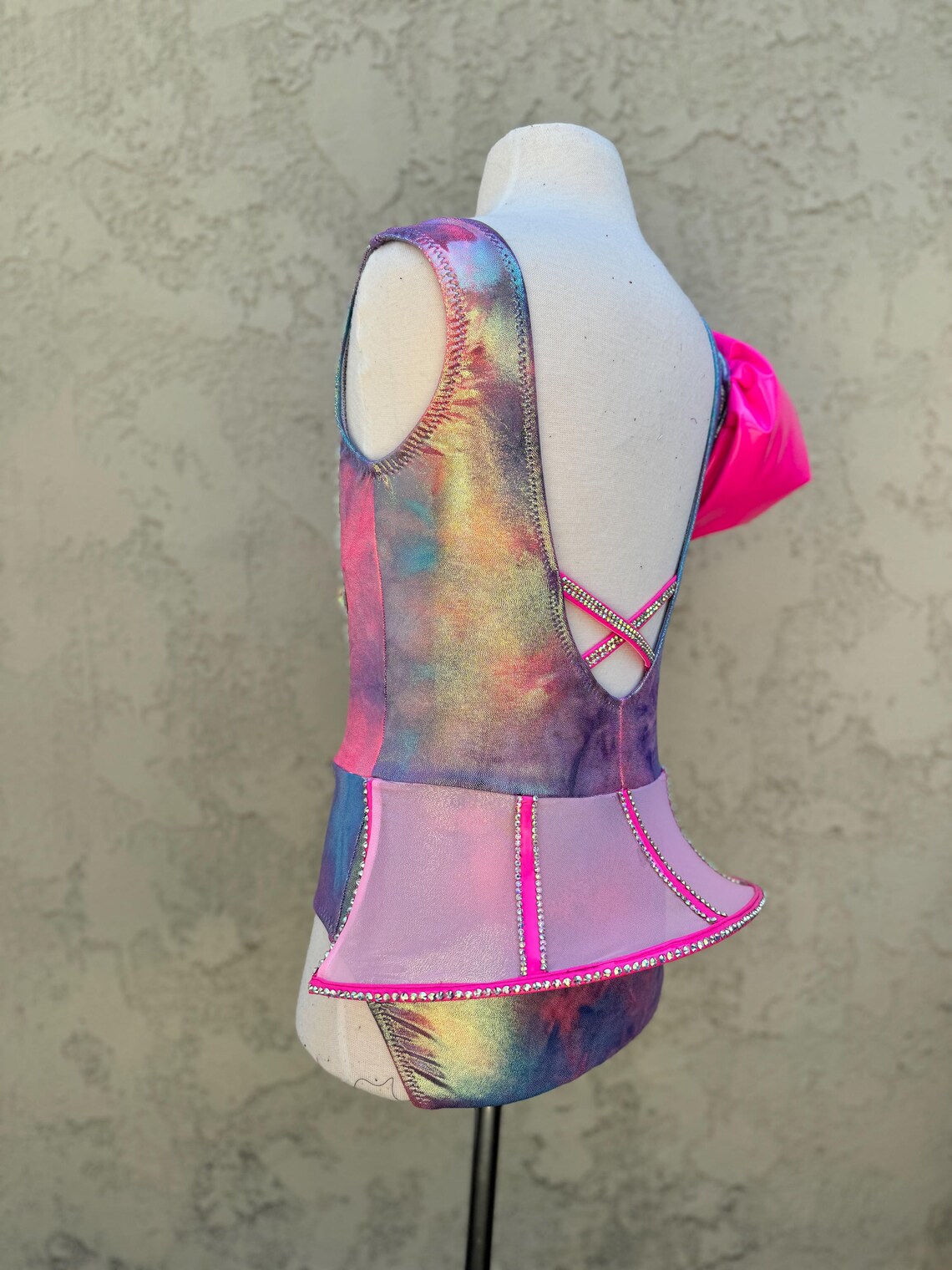 Child XL Neon Pink and Rainbow Dance Costume - Etsy