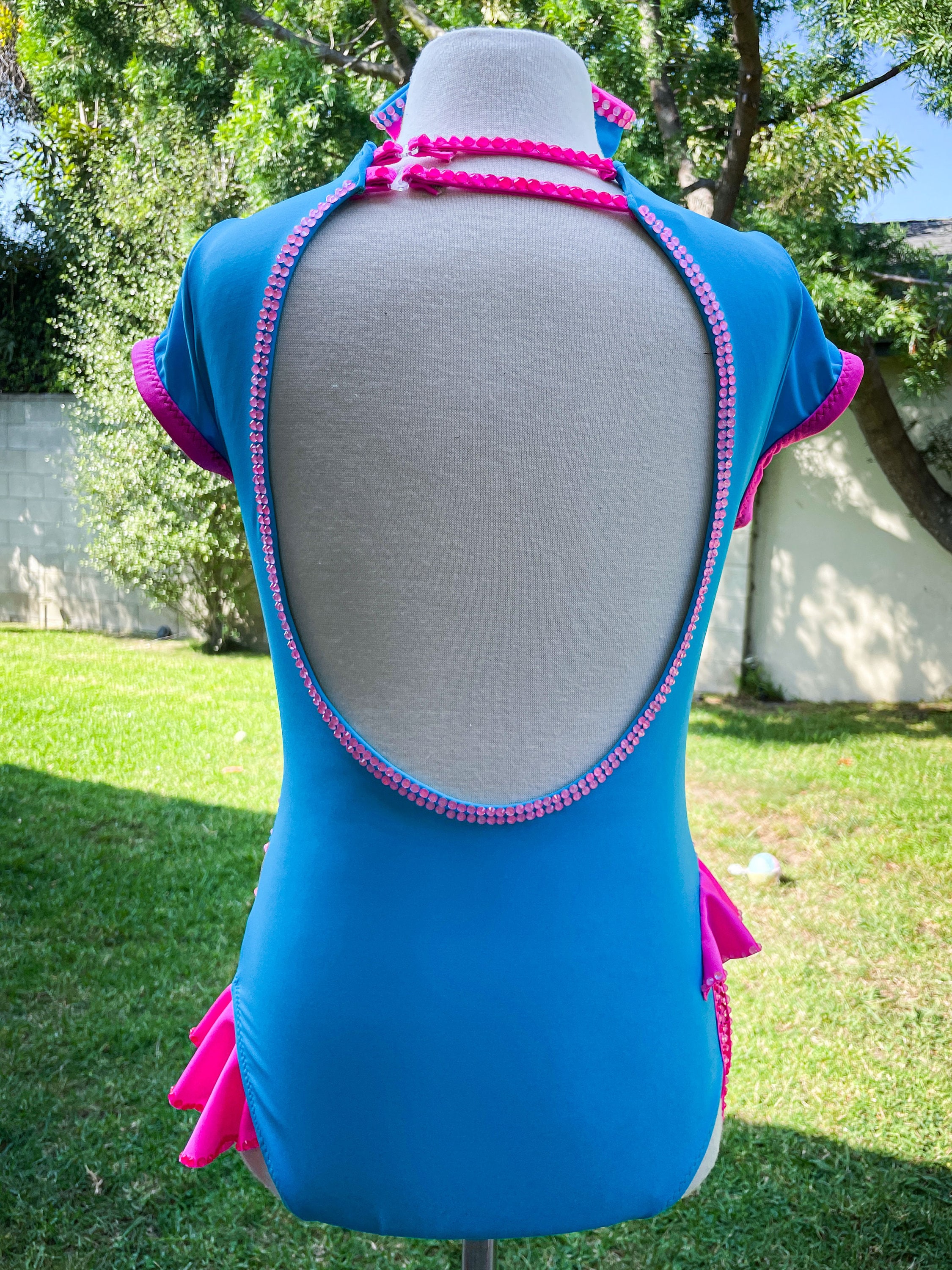 Neon Bright Blue and Pink Jazz Dance Costume child Extra Large - Etsy