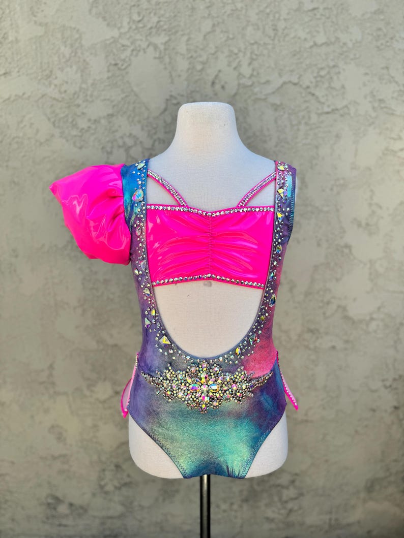 Child XL Neon Pink and Rainbow Dance Costume - Etsy