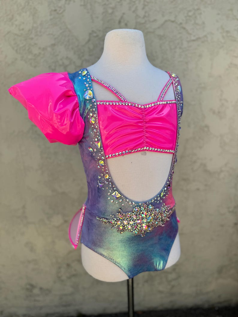 Child XL Neon Pink and Rainbow Dance Costume - Etsy