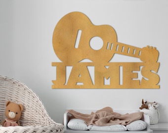 Personalized Wood Guitar Name Sign for Nursery Decor - Etsy