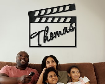 Custom Movie and Popcorn Metal Wall Art LED Light Personalized Family ...