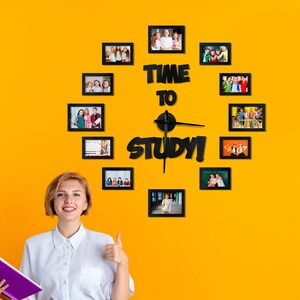 Teacher Appreciation Gift, Big Wall School Clock With Photoframes, Back ...