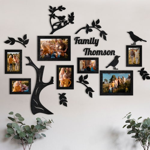 Big Wooden Family Tree With Frames Large Family Tree Wall - Etsy