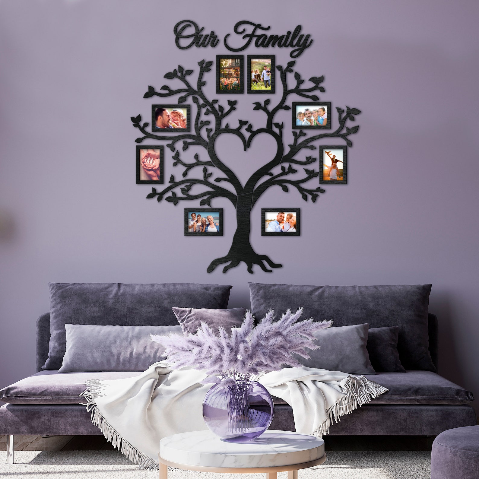 Custom Family Tree With Frame as Heart, Wooden Family Tree With Heart ...