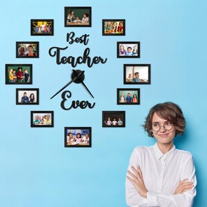 Teacher Appreciation Gift, Big Wall School Clock With Photoframes, Back ...