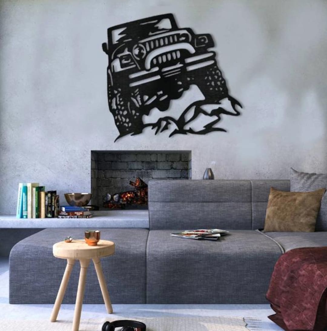 Laser Cut Wooden Jeep Wall Art – Birch Panel 4x4 Truck Decor for Garage ...