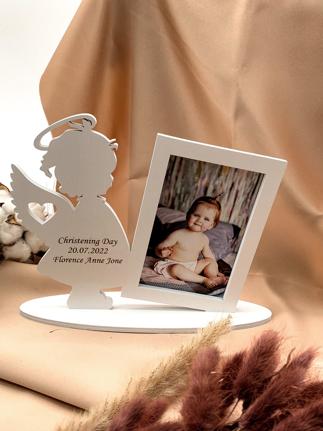 Christening Keepsake Photo Frame, Engraved Wooden Picture Frame ...