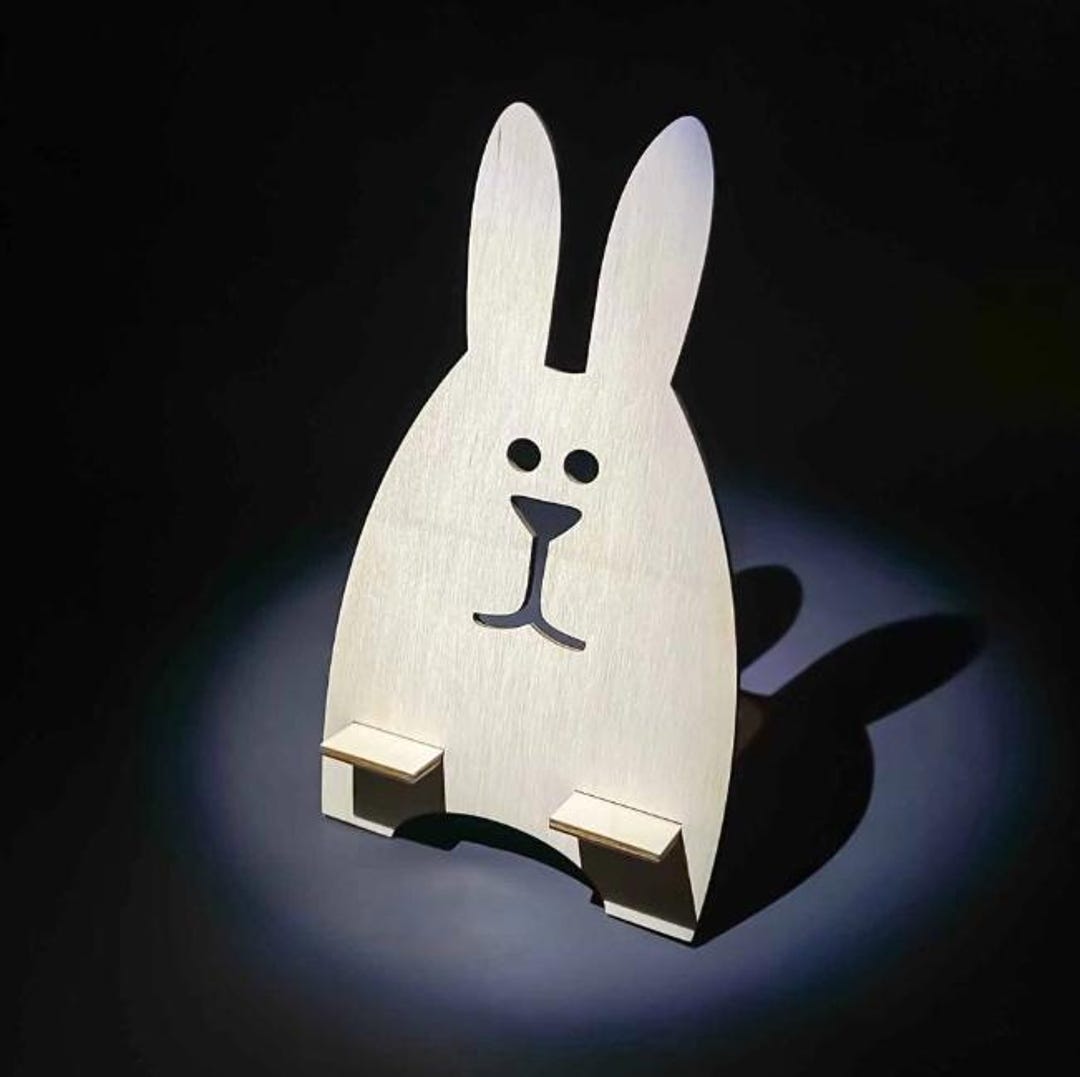 Wooden Bunny Phone Stand – Eco Friendly Rabbit Holder for Kids, Tablet ...