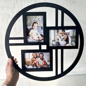Round Black Photo Frame – Minimalist Loft Wall Art, Geometric Circle ...