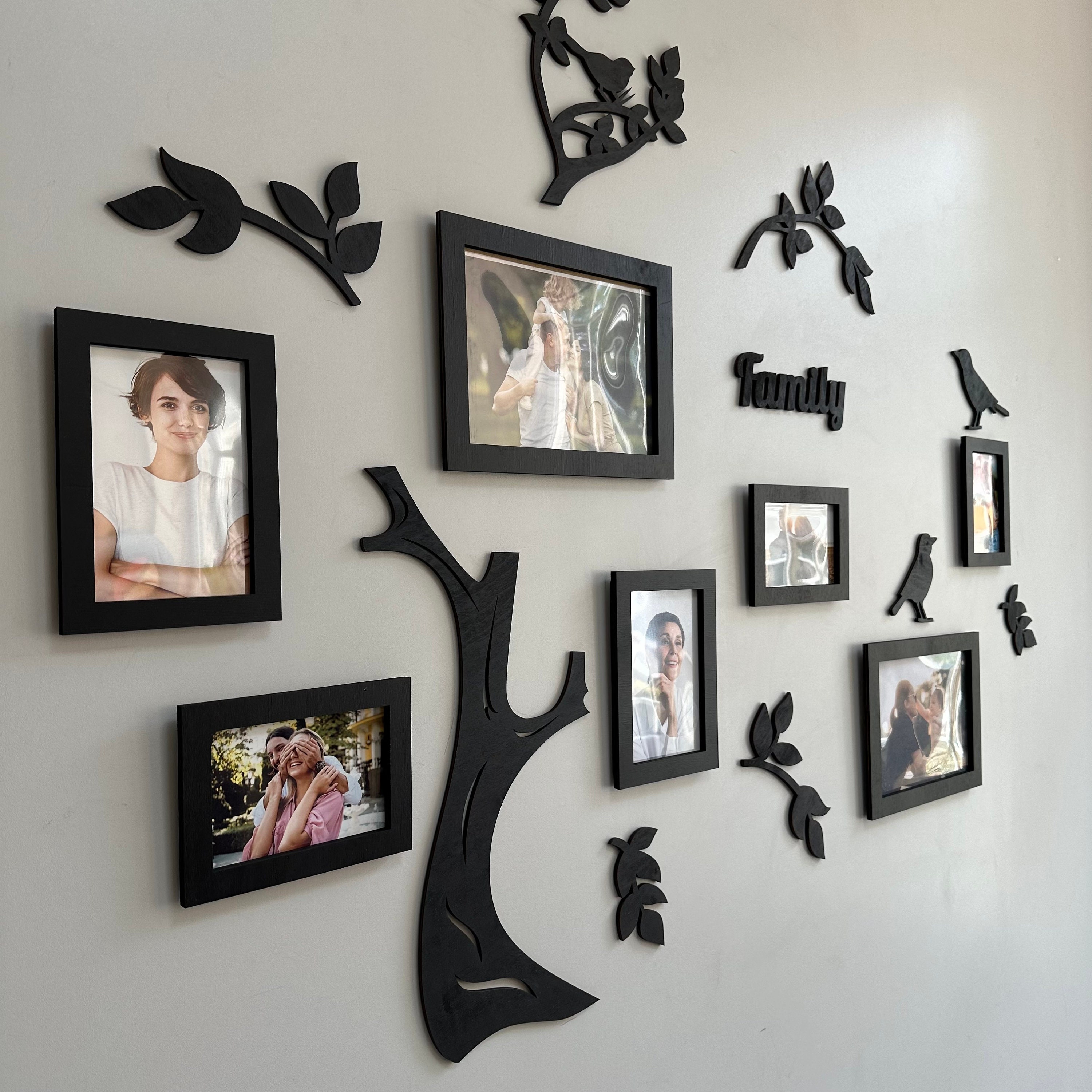 Custom Wooden Family Tree With Frames, Family Tree Wall Art, Wood ...