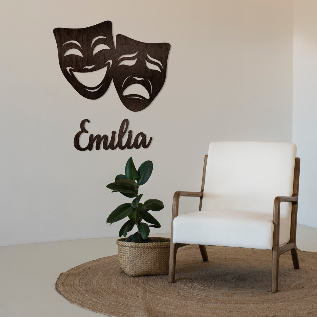 Comedy and Tragedy Theater Mask Wooden Sign Comedy Tragedy Wall Art ...