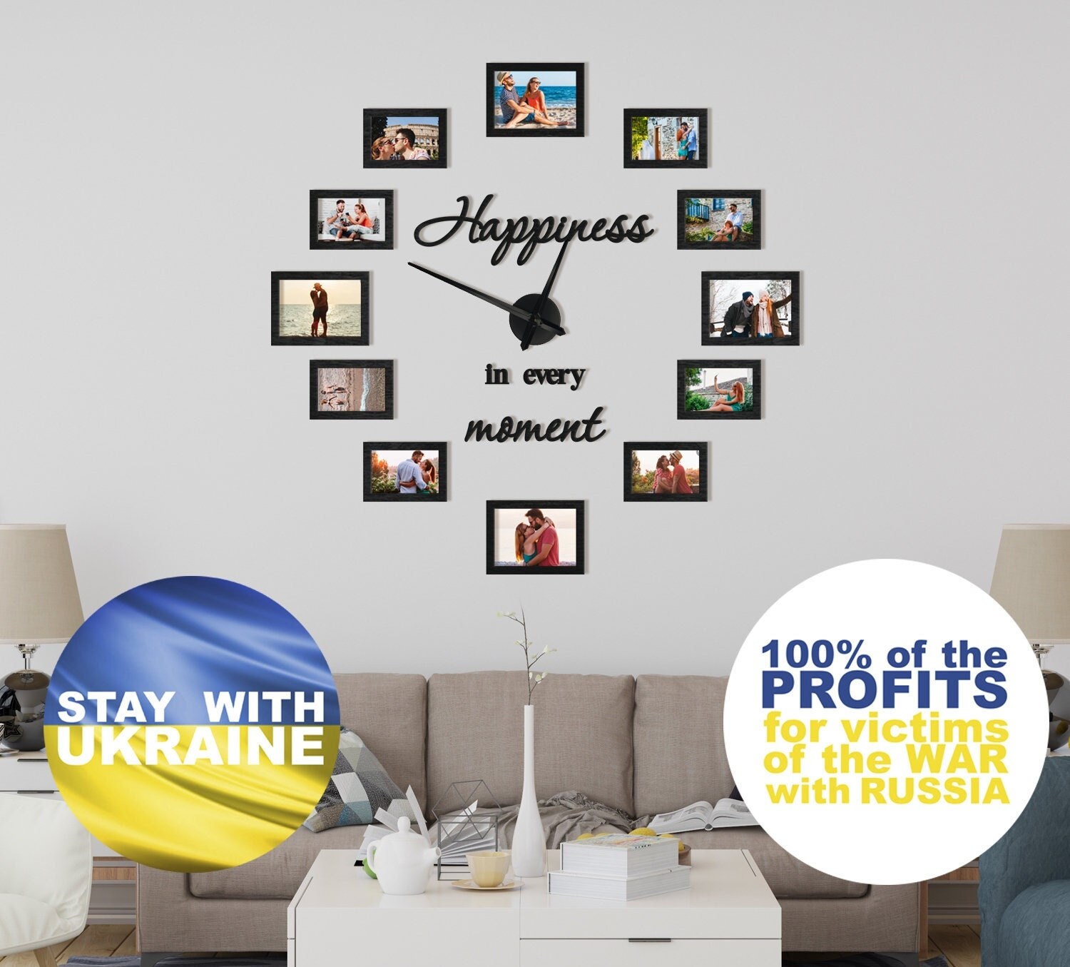 Big Clock Frame With Photos Family Photo Frame Big Wall - Etsy