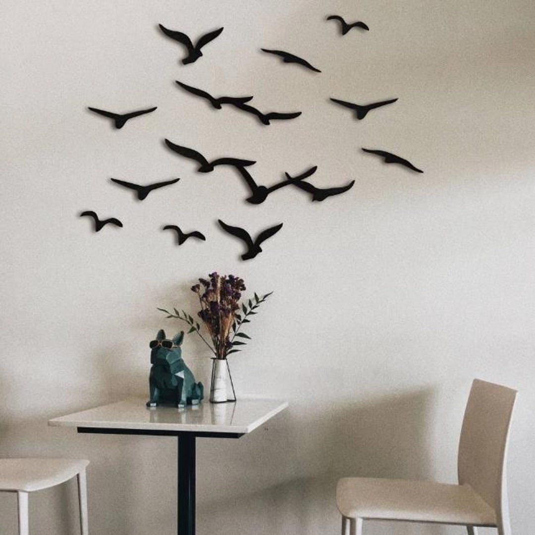 Flock of Birds Wall Art – Wooden Bird Silhouette Panel, Eco Nature ...