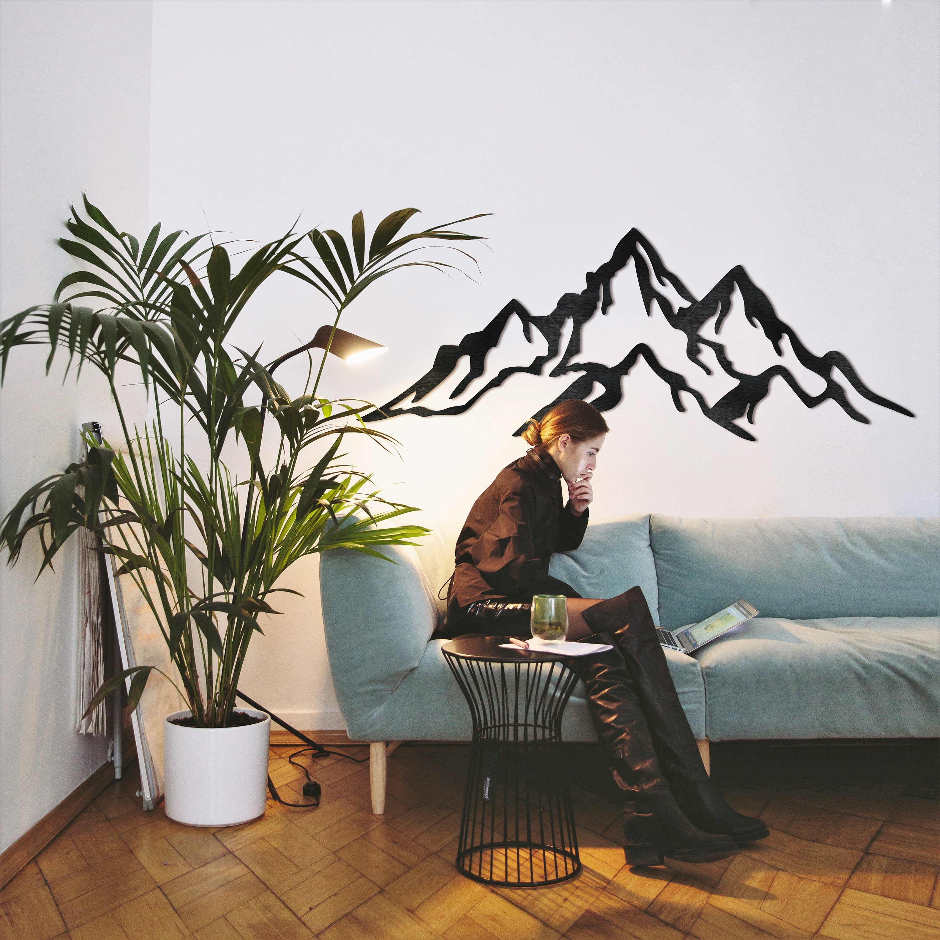 Geometric Mountains Wall Hanging, Geometric Woodland Theme Mountain ...