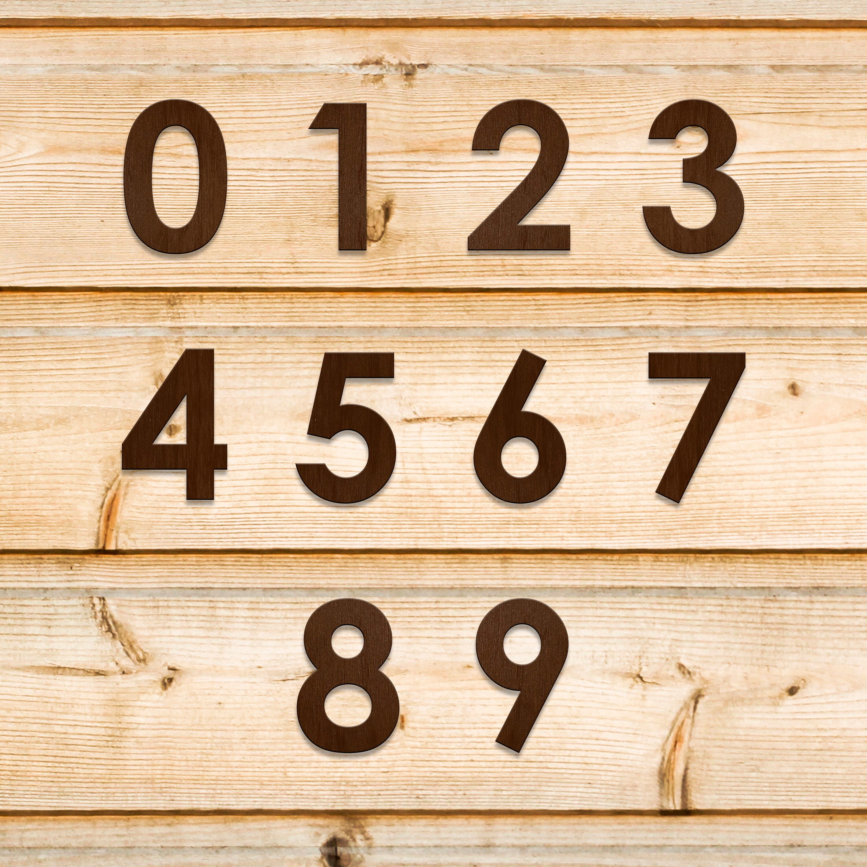 3" Wooden House Number, Modern House Number, Wooden Address Number ...