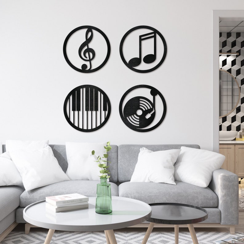Music Notes Wooden Wall Art, Music Lover Gift, Wooden Wall Decor ...