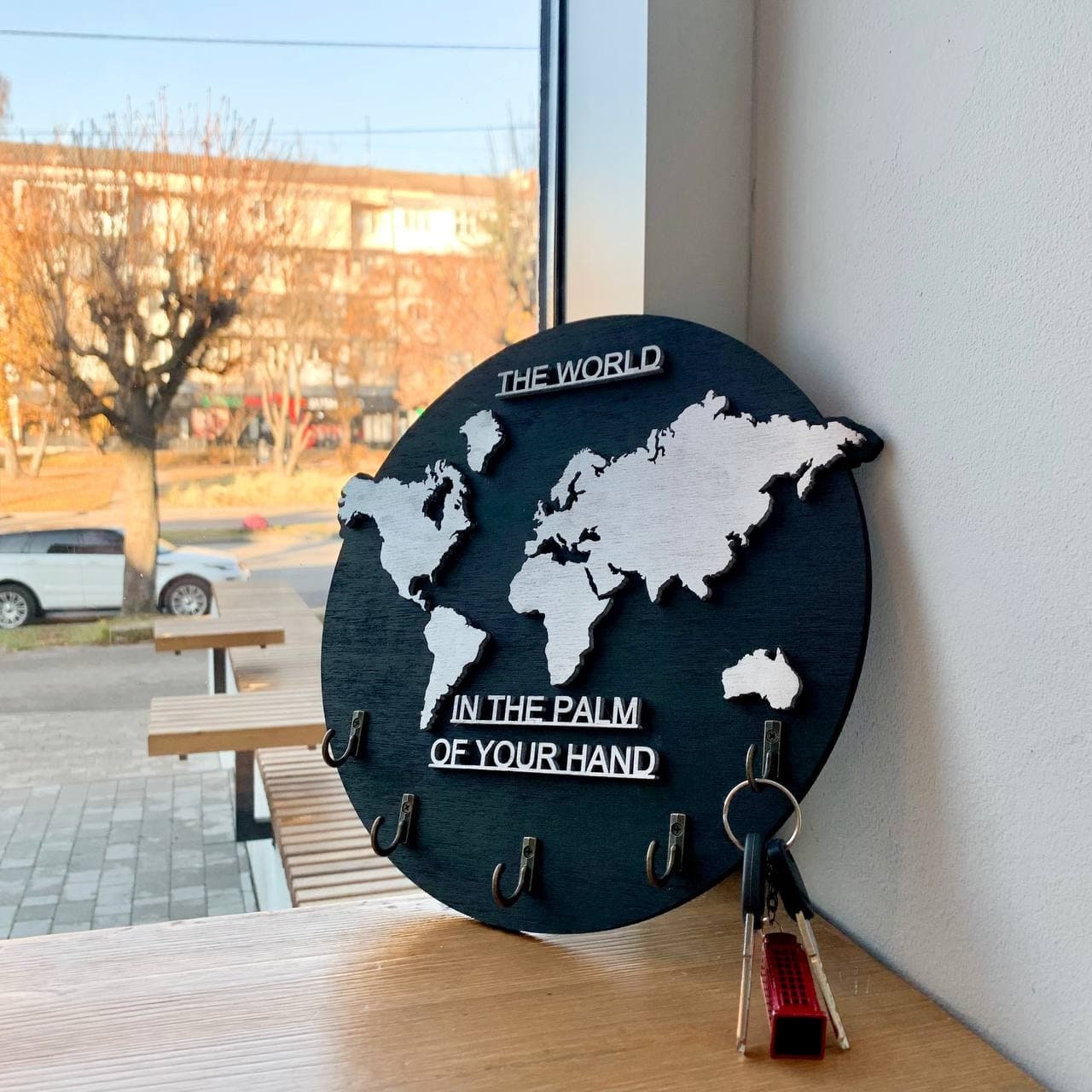 The World Map Wooden Key Holder for Wall Family Key Holder - Etsy