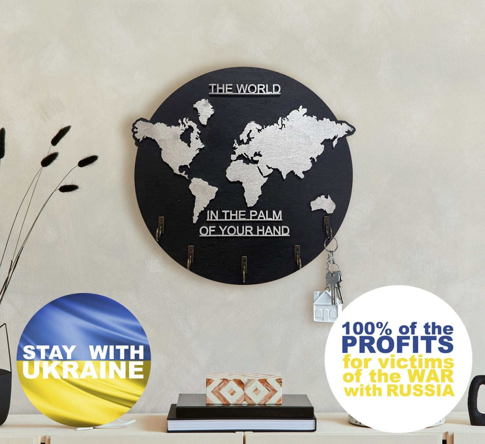 The World Map Wooden Key Holder for Wall Family Key Holder - Etsy