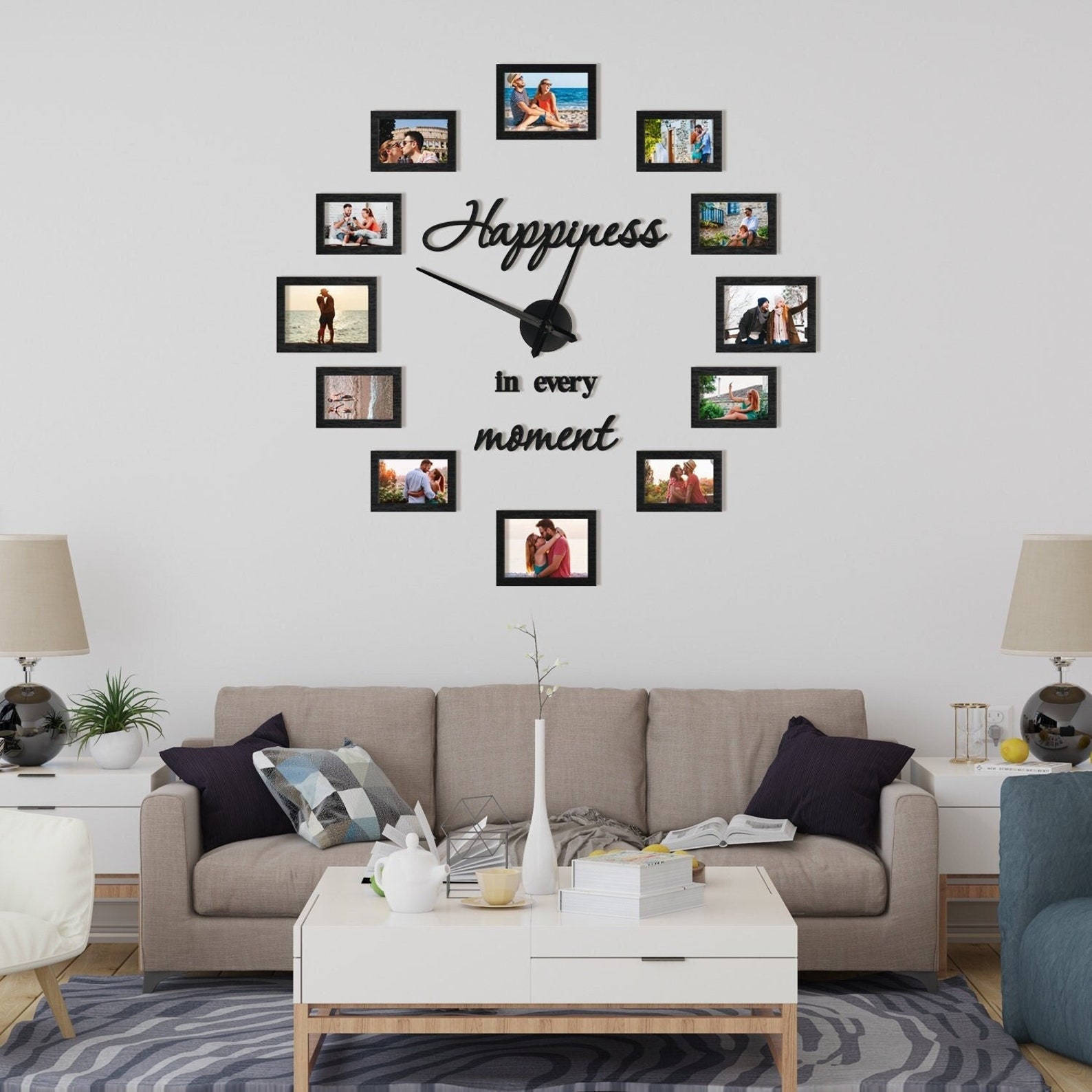 Big Clock Frame With Photos, Family Photo Frame, Big Wall Clock Photo ...