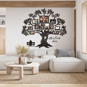 Tree Wall Decor, Family Tree Wall Art, Wooden Family Tree With Photo ...