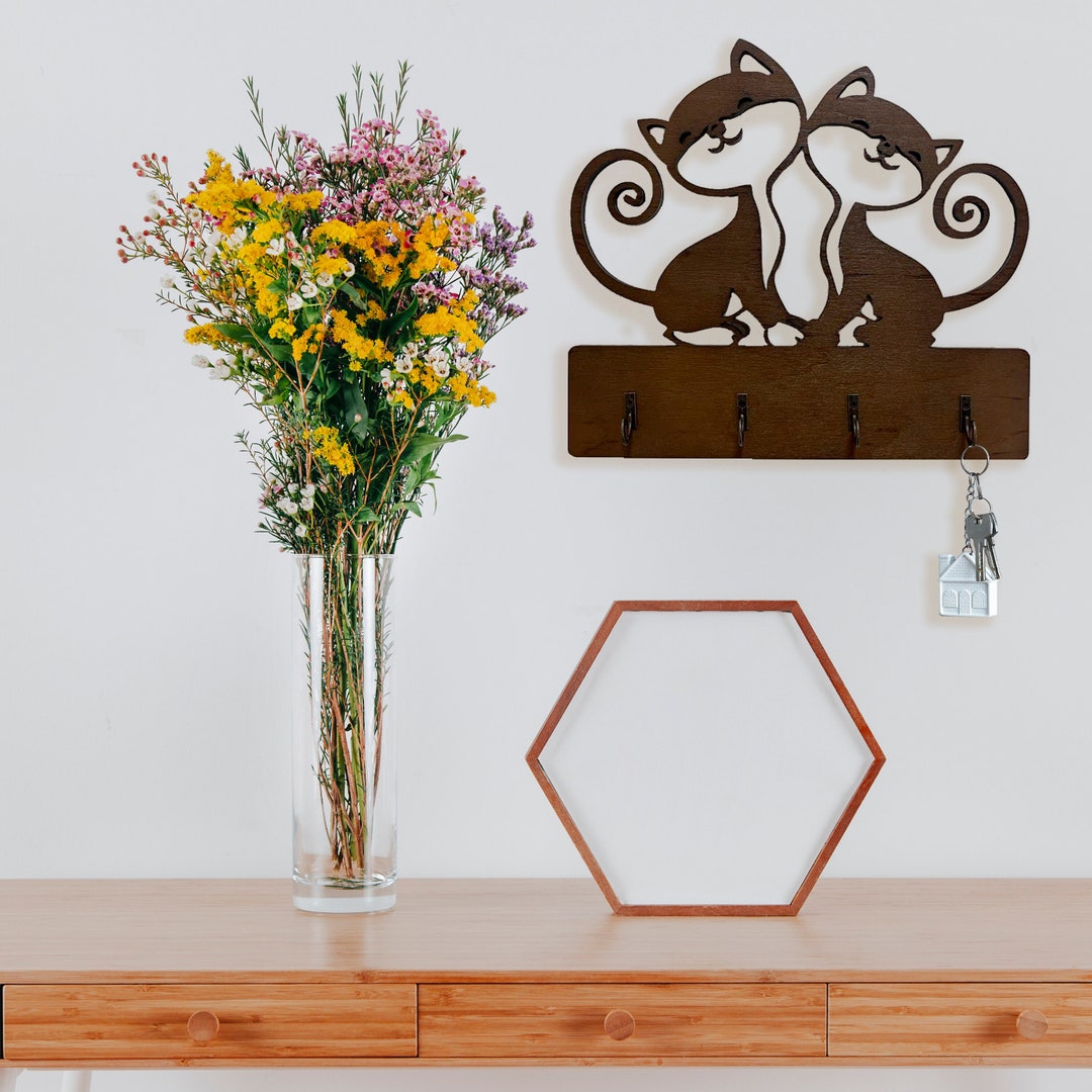 Fanny Cats Key Holder Two Cats, Family Key Holder With Cats - Etsy