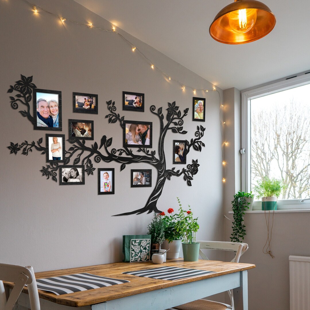 Personalized Family Tree Wall Decor | Birch Plywood Photo Frame Set ...