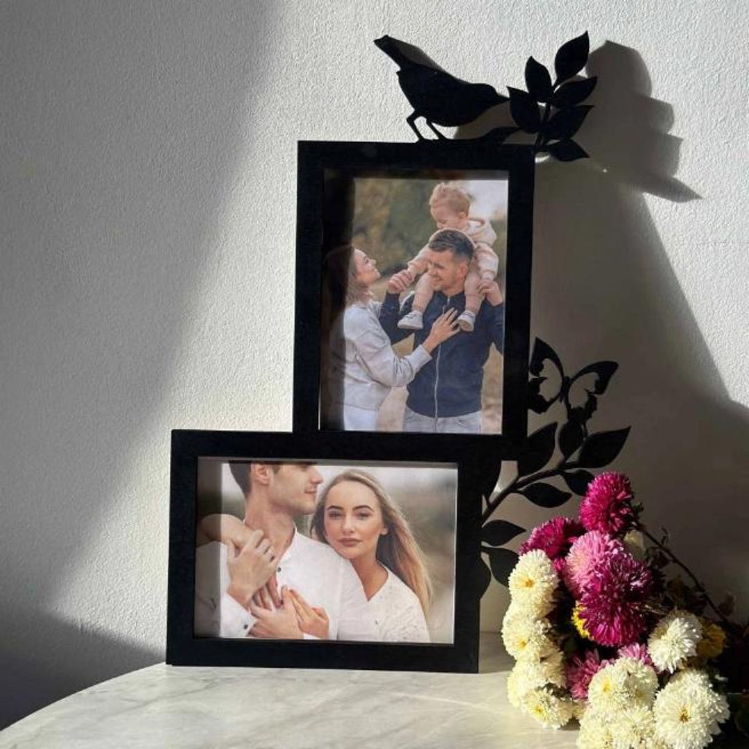 Eco Wood Bird & Butterfly Photo Frame | Vertical Botanical Wall Decor ...