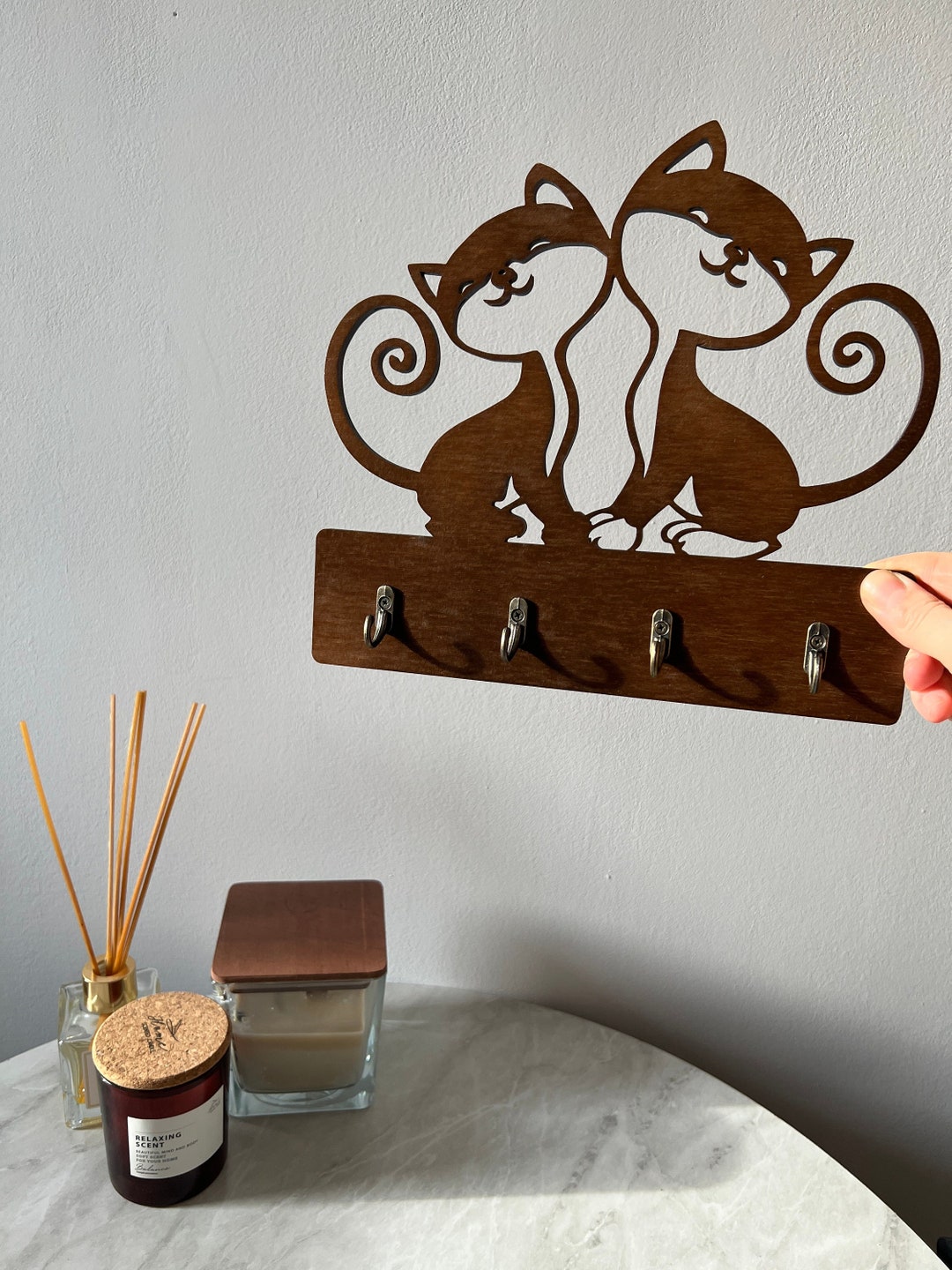 Cute Cat Key Holder for Wall, Pop up Cat Coat Hooks, Creative Bear Key ...