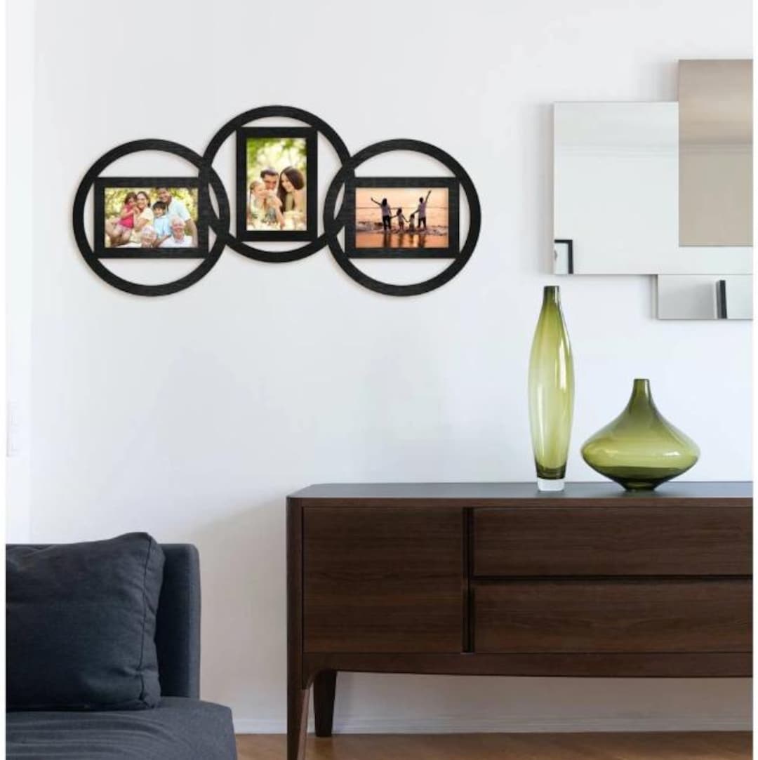 Minimalist Circular Wall Photo Frame – Black Round 3-photo Holder for ...