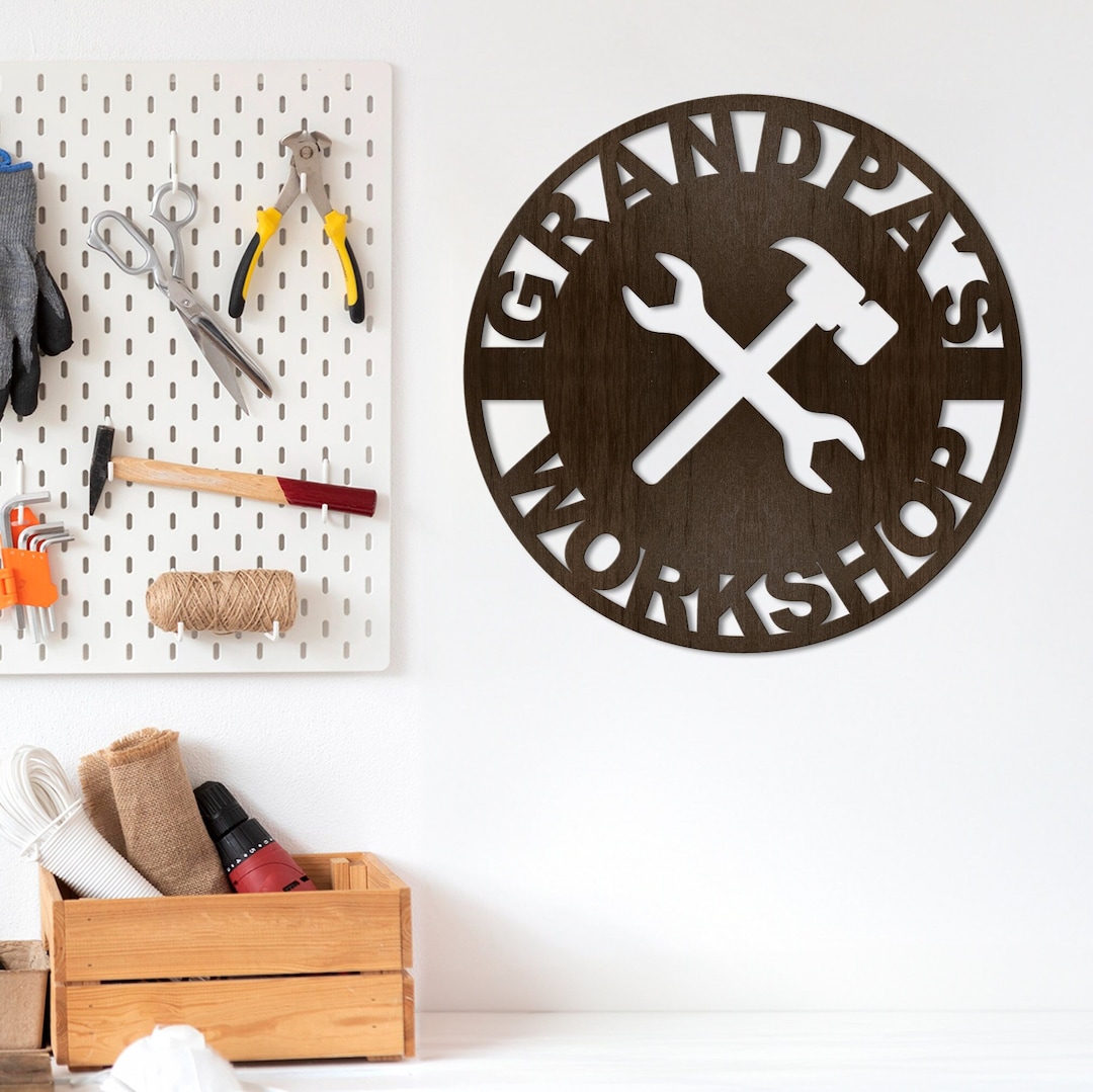 Grandpa's Workshop Sign, Gift for Grandpa, Custom Workshop Wooden Sign, Gift for Dad, Gift for ...