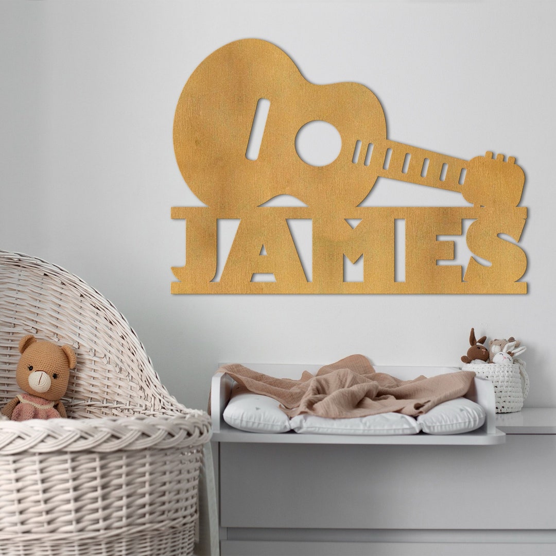 Guitar Name Sign, Nursery Decor, Personalized Wood Sign, Music Gift ...