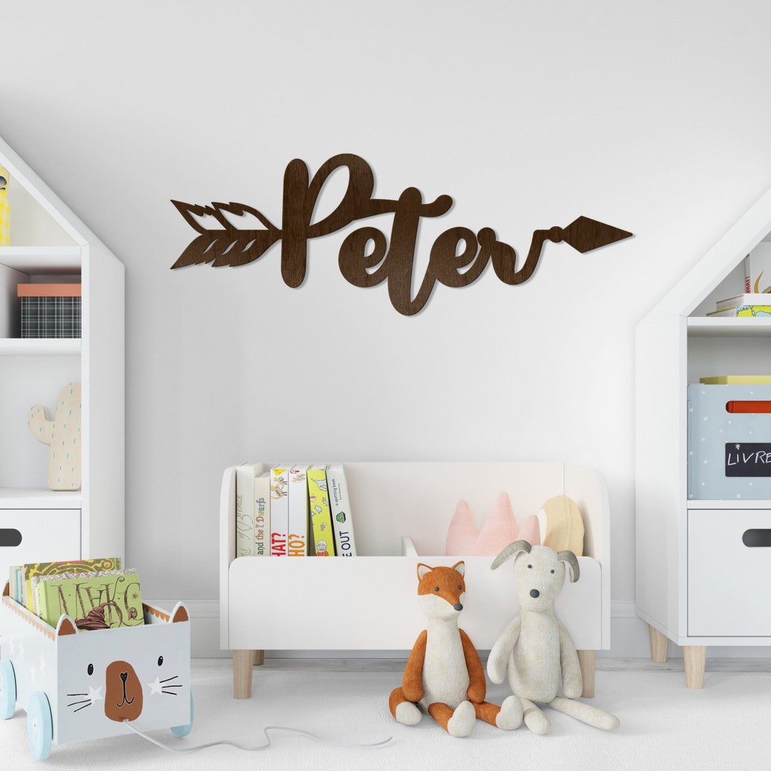 Arrow Name Sign, Nursery Decor, Script Name, Personalized Wood Sign ...