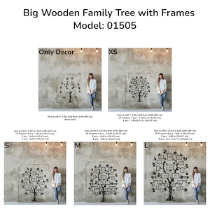 Big Wooden Family Tree With Frames, Large Family Tree Wall Art, Wood ...
