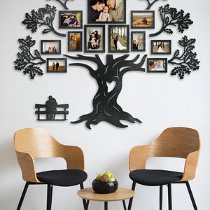 Tree Wall Decor, Family Tree Wall Art, Wooden Family Tree With Photo ...