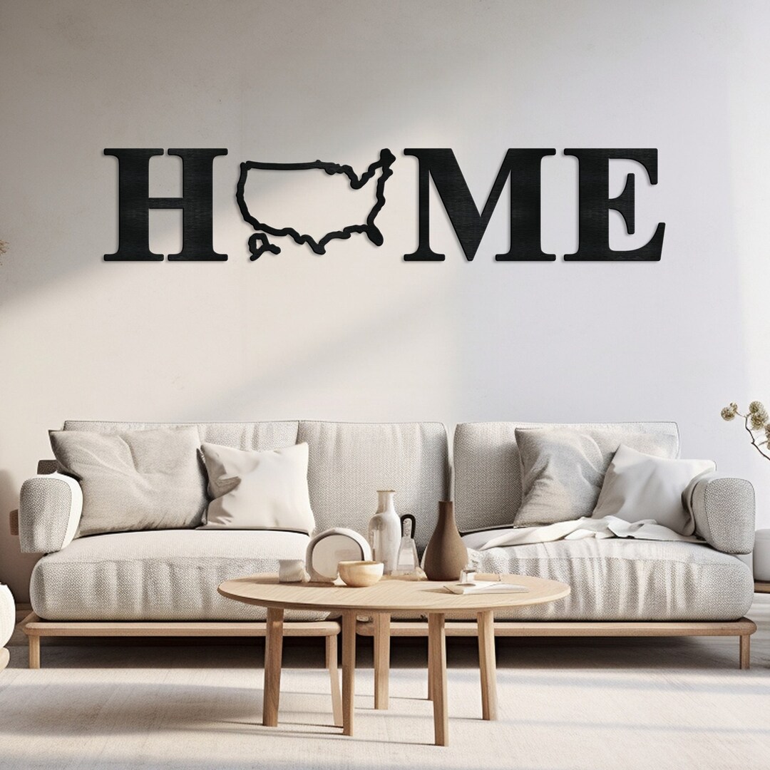 Home Wall Sign With USA Map, Wood Letters, 4th July Gift, Patriotic ...