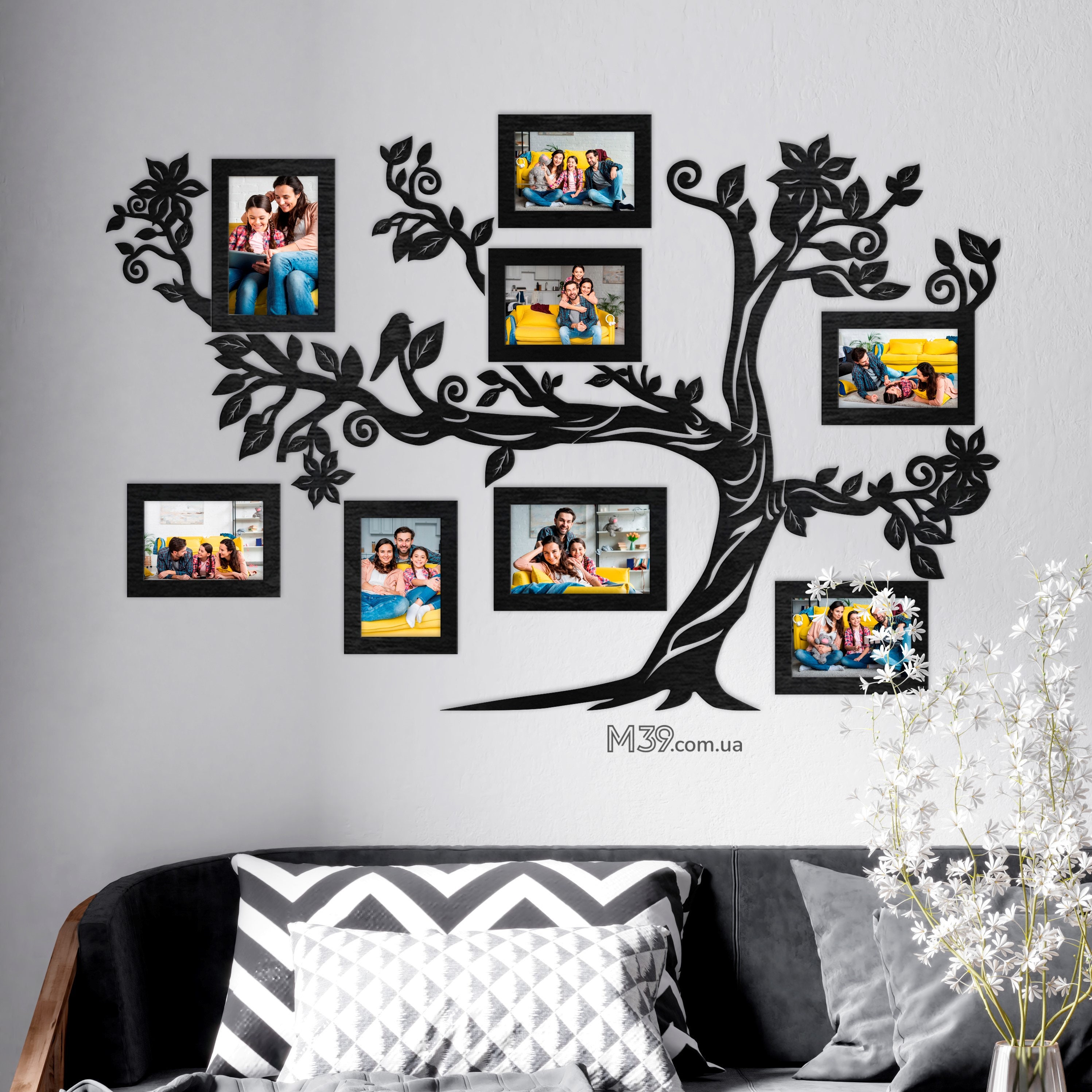 Custom Family Tree With Frames, Wooden Family Tree Wall Art, Wall ...