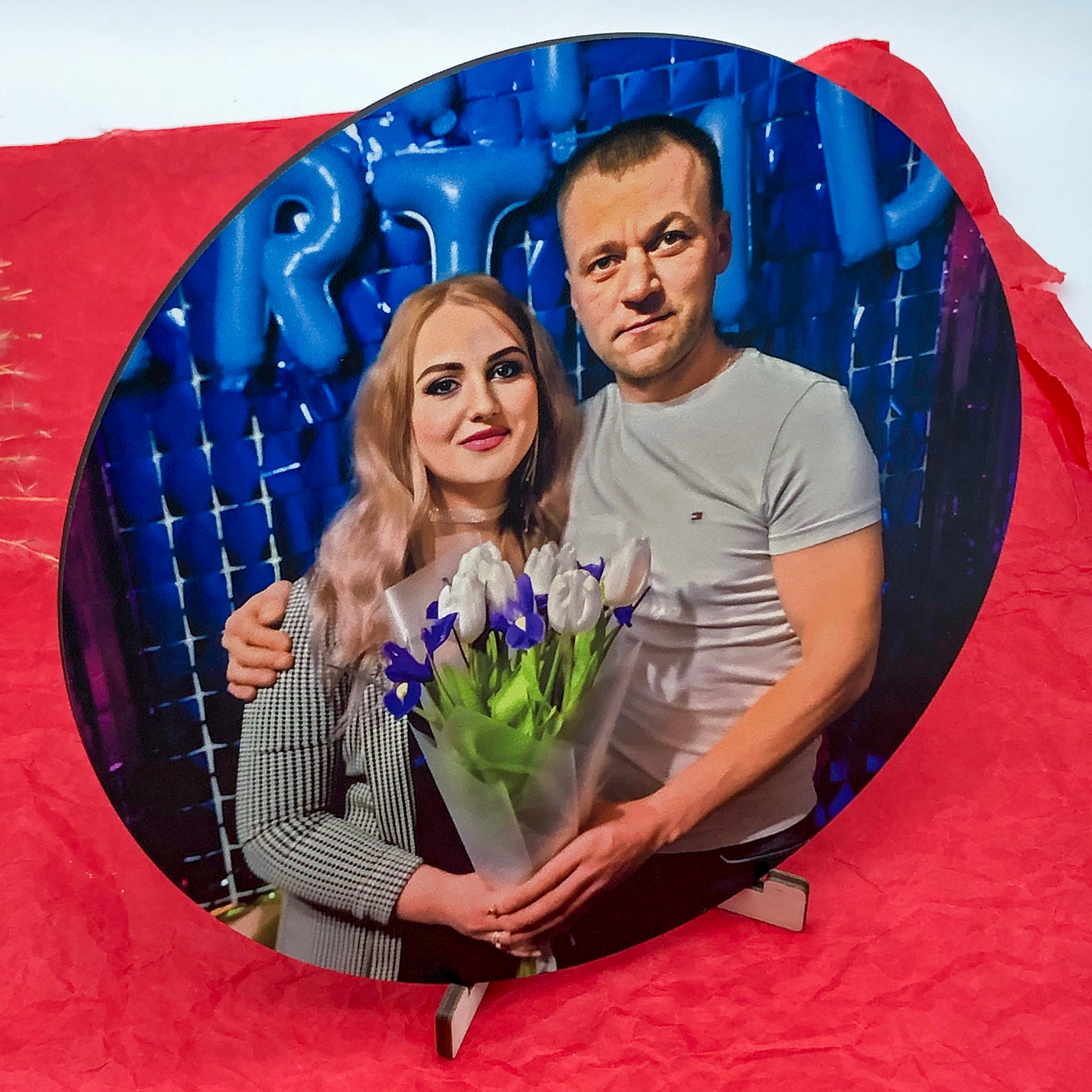 Your Photo Printed on Round MDF, Personalized Couple Gift, Wedding Gift ...