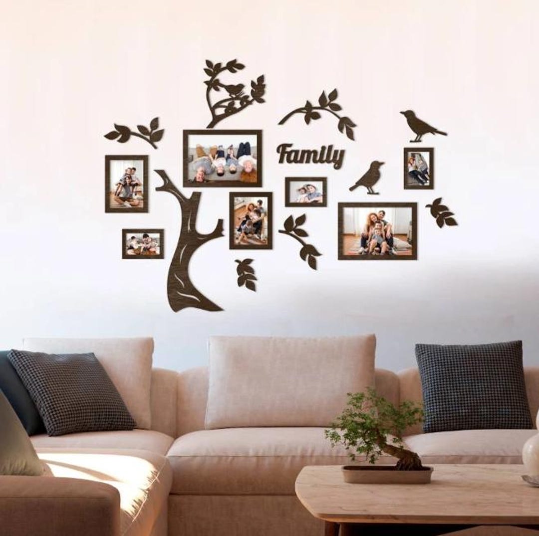 Personalized Wooden Family Tree Wall Decor | Custom Photo Frame Collage ...