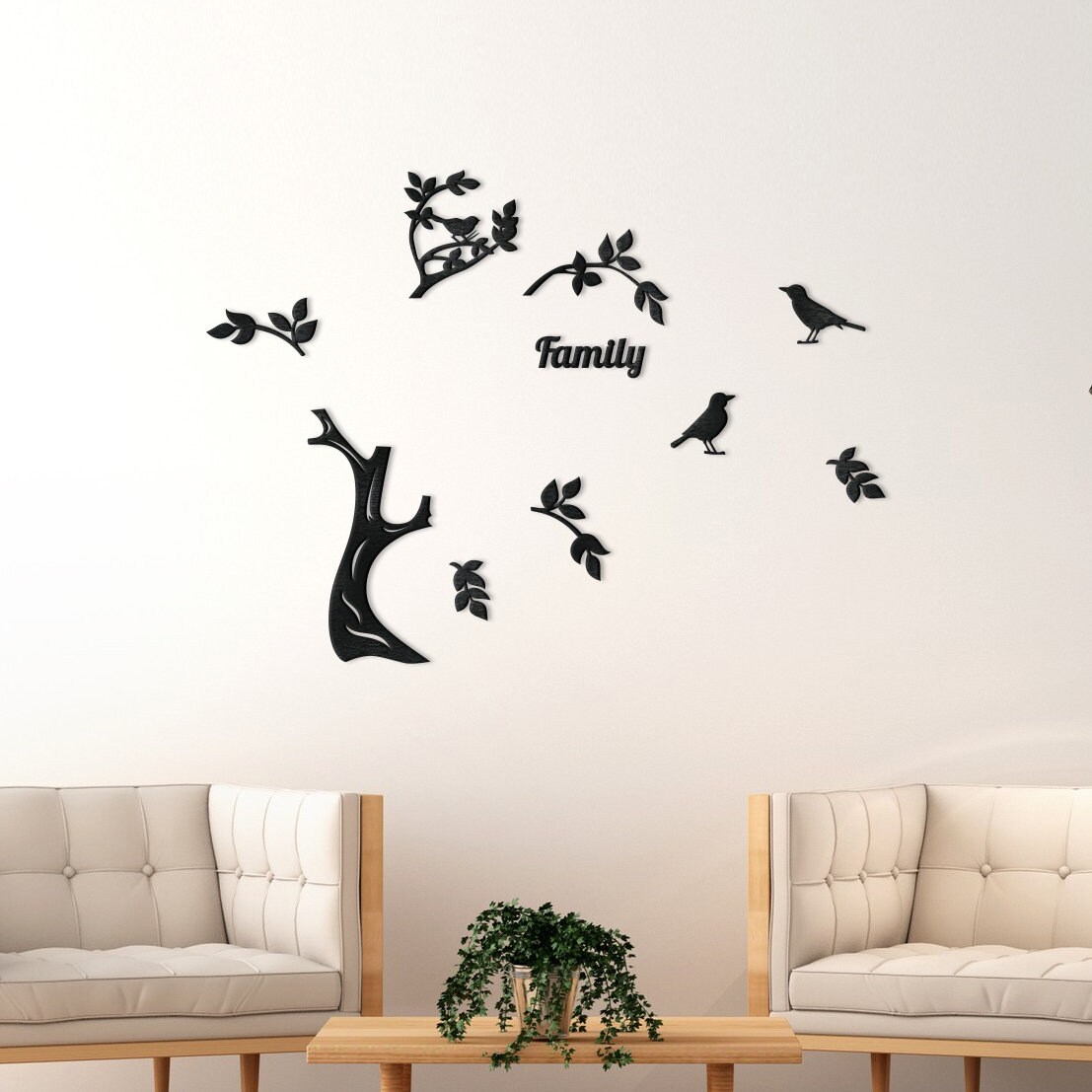 Custom Wooden Family Tree With Frames, Family Tree Wall Art, Wood ...