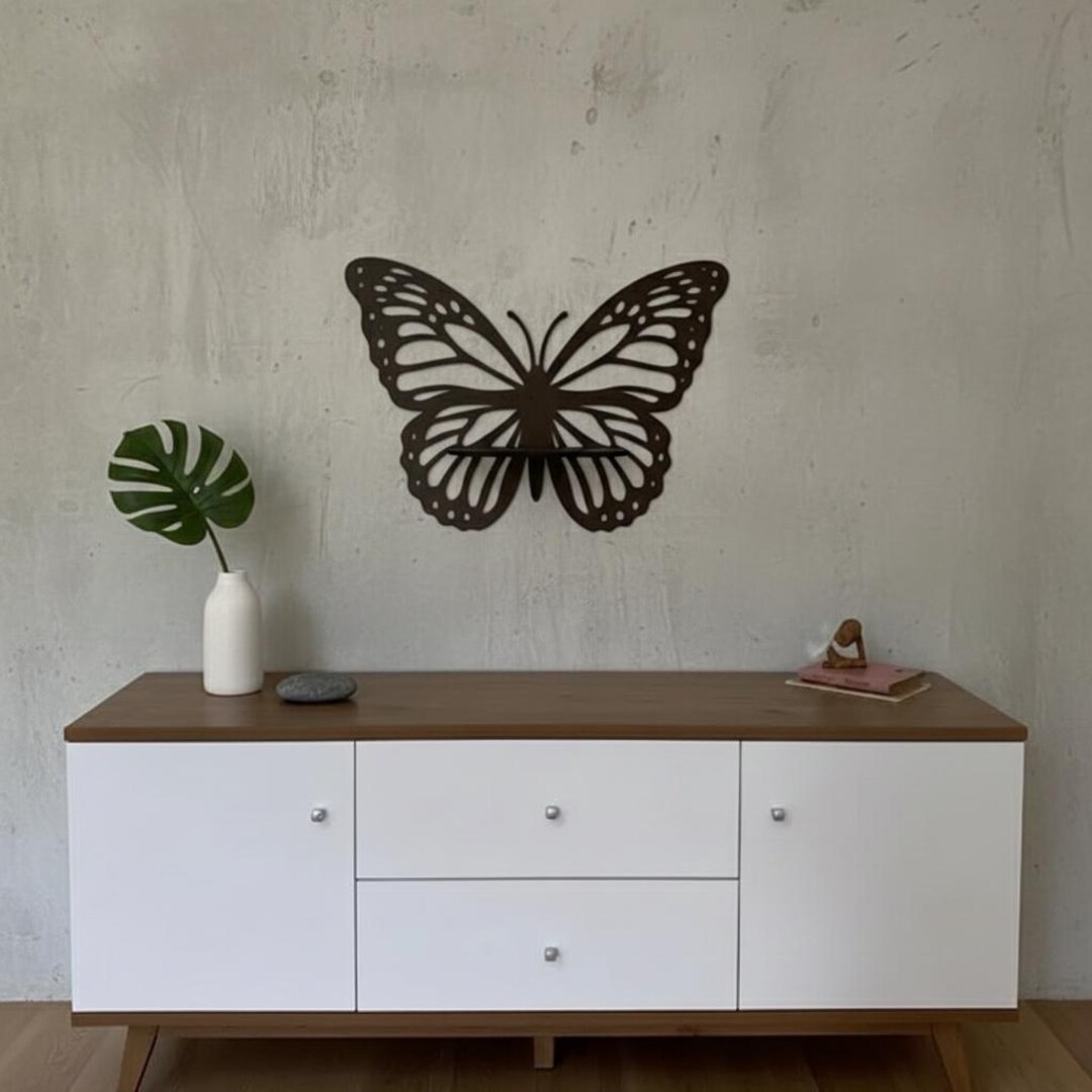 Wooden Butterfly Wall Shelf – Eco Laser Cut Boho Wall Art, Rustic ...