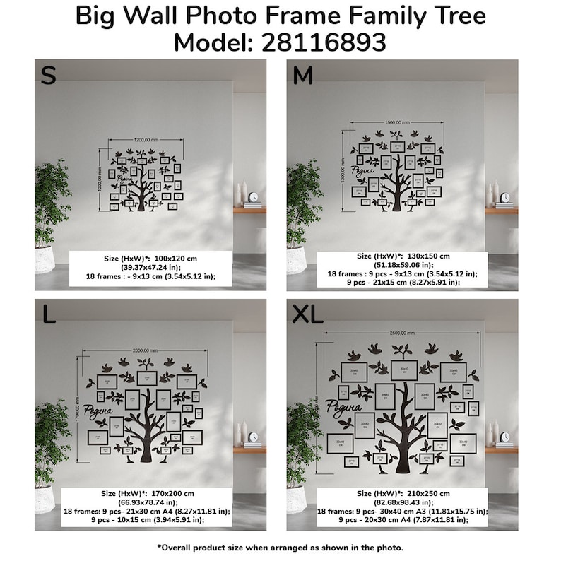 Big Wall Frame Family Tree, Custom Family Tree With Frames, Wooden ...