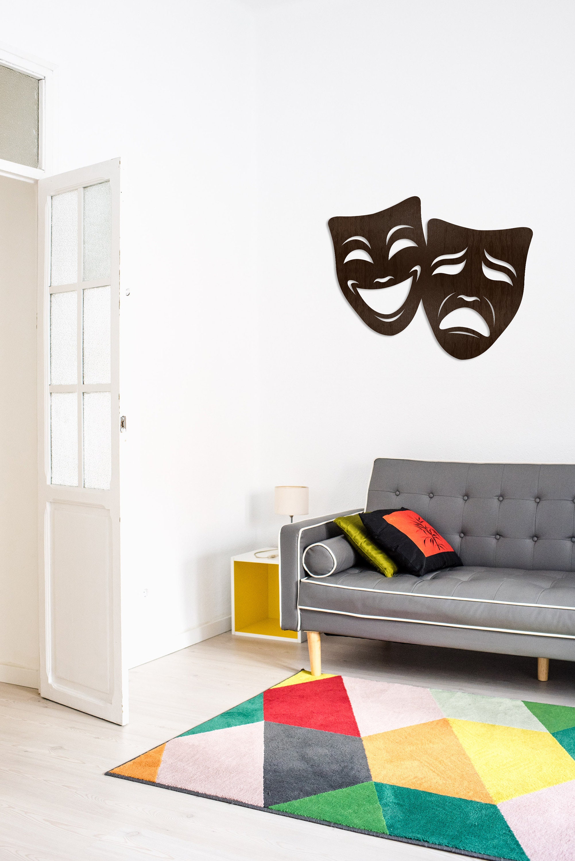 Comedy and Tragedy Theater Mask Wooden Sign Comedy Tragedy Wall Art ...