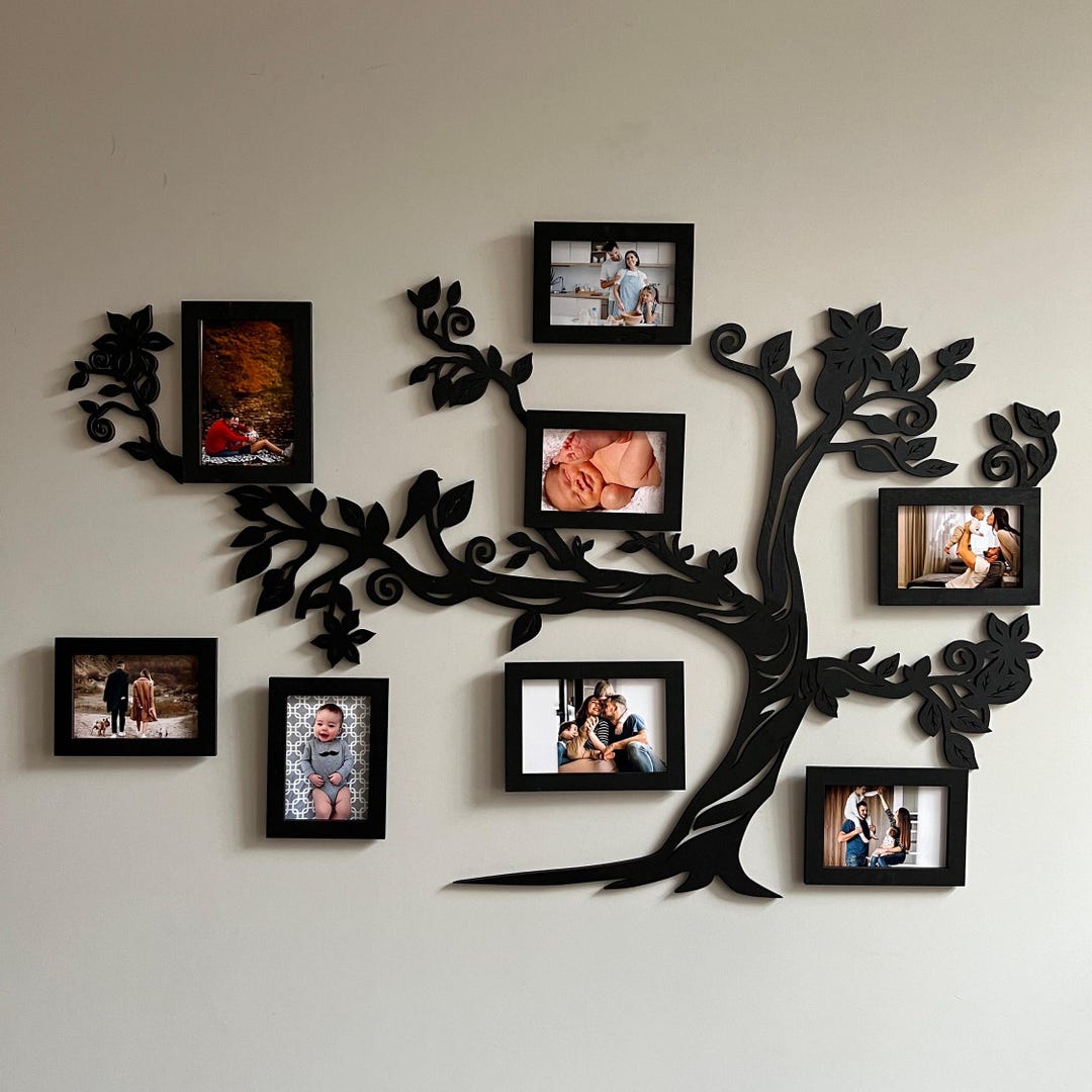 Personalized Family Tree Wall Art | Custom Birch Plywood Photo Frame ...