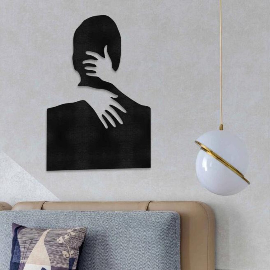 Embrace Silhouette Wall Art – Black Metal Hug Panel, Eco Friendly ...