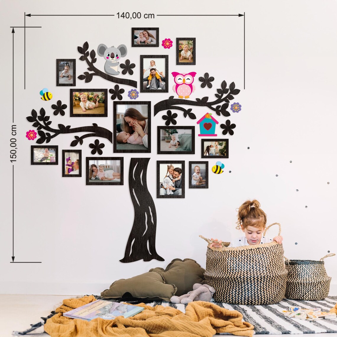 Large Wooden Family Tree With Frames – Forest Nursery Wall Decor, Kids ...