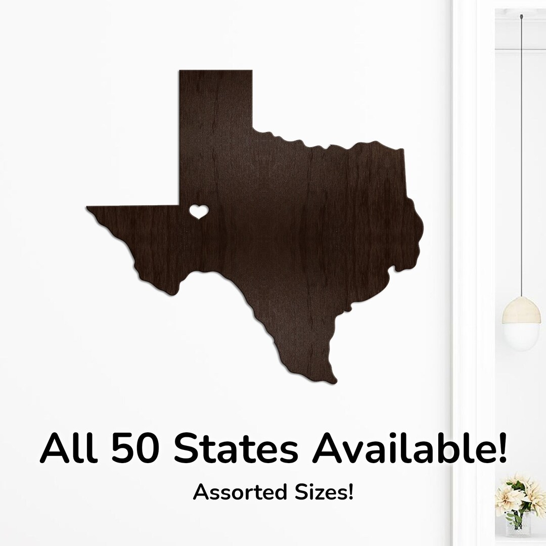 State Sign Cutout With Heart, Housewarming Gift, Wall Decor, Wooden ...