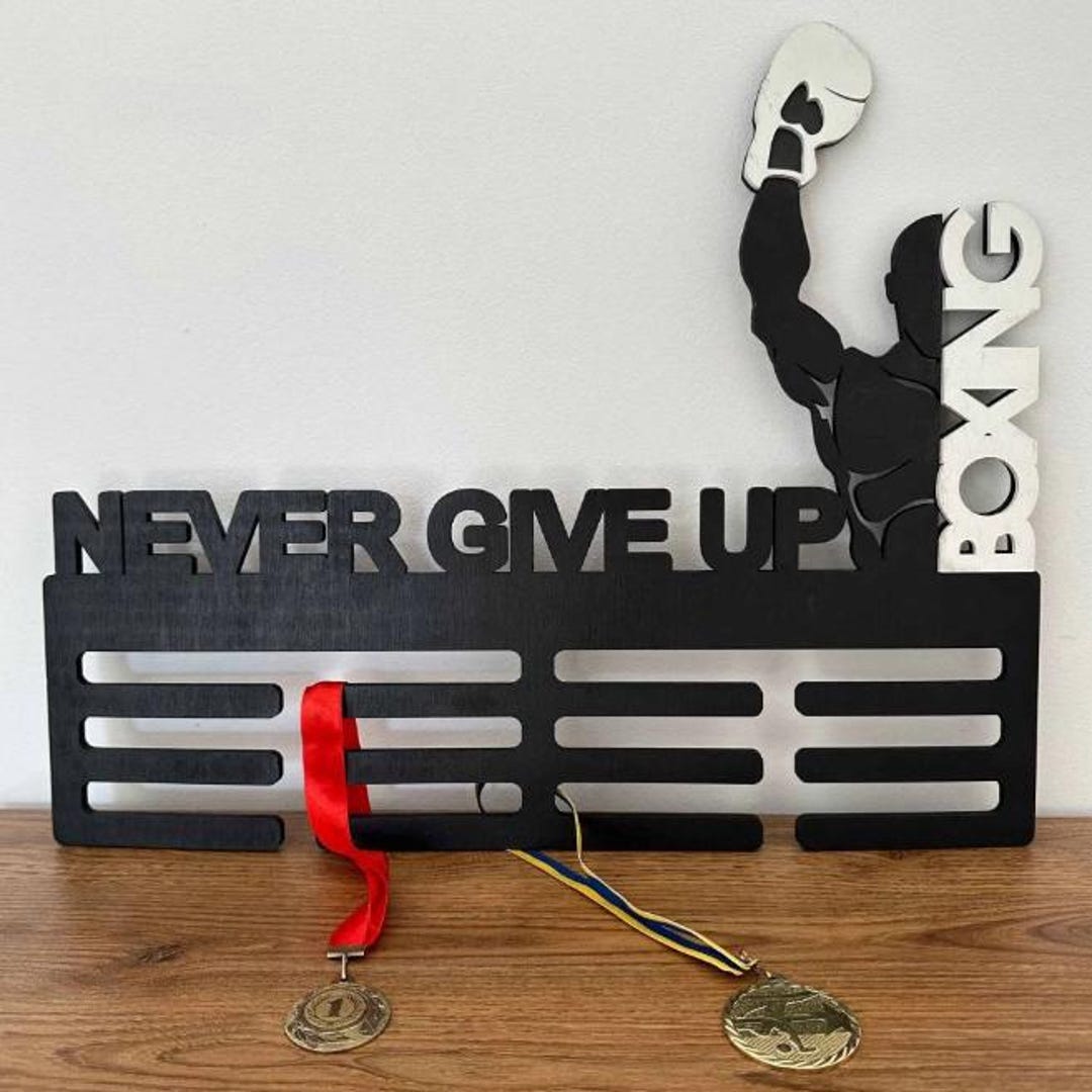 Wooden Boxing Medal Holder – Wall Medal Hanger With Glove Design ...